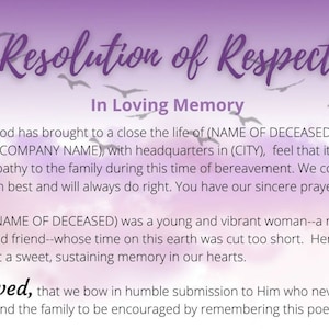 ANGEL - Funeral Resolution Letter (DOWNLOAD ONLY) - Etsy