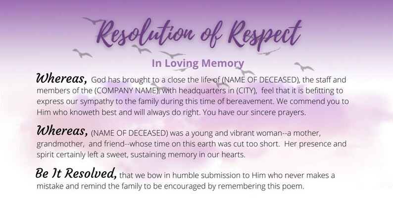 ANGEL - Funeral Resolution Letter (DOWNLOAD ONLY) - Etsy