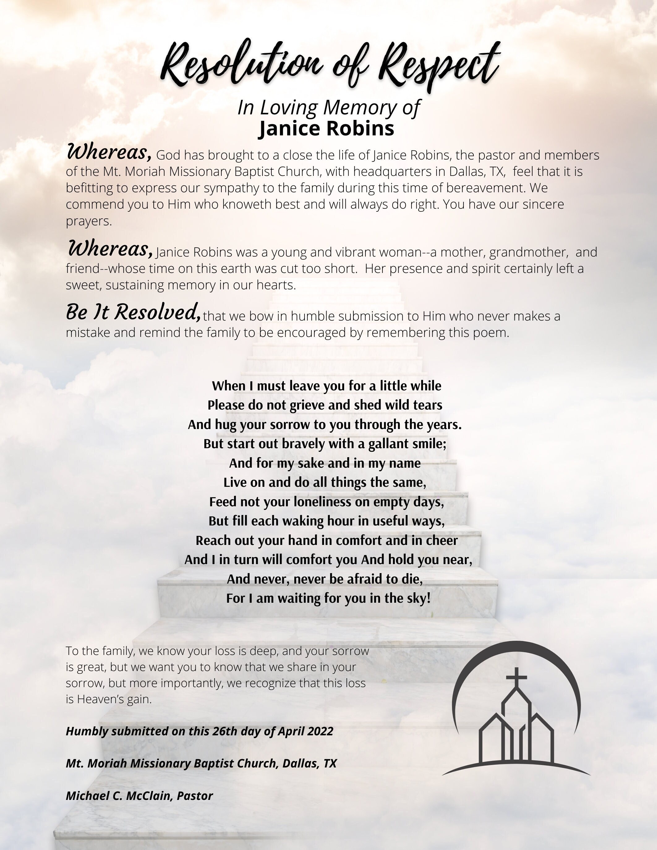 Example Church Resolution For Funerals Example Church Resolution For Funerals