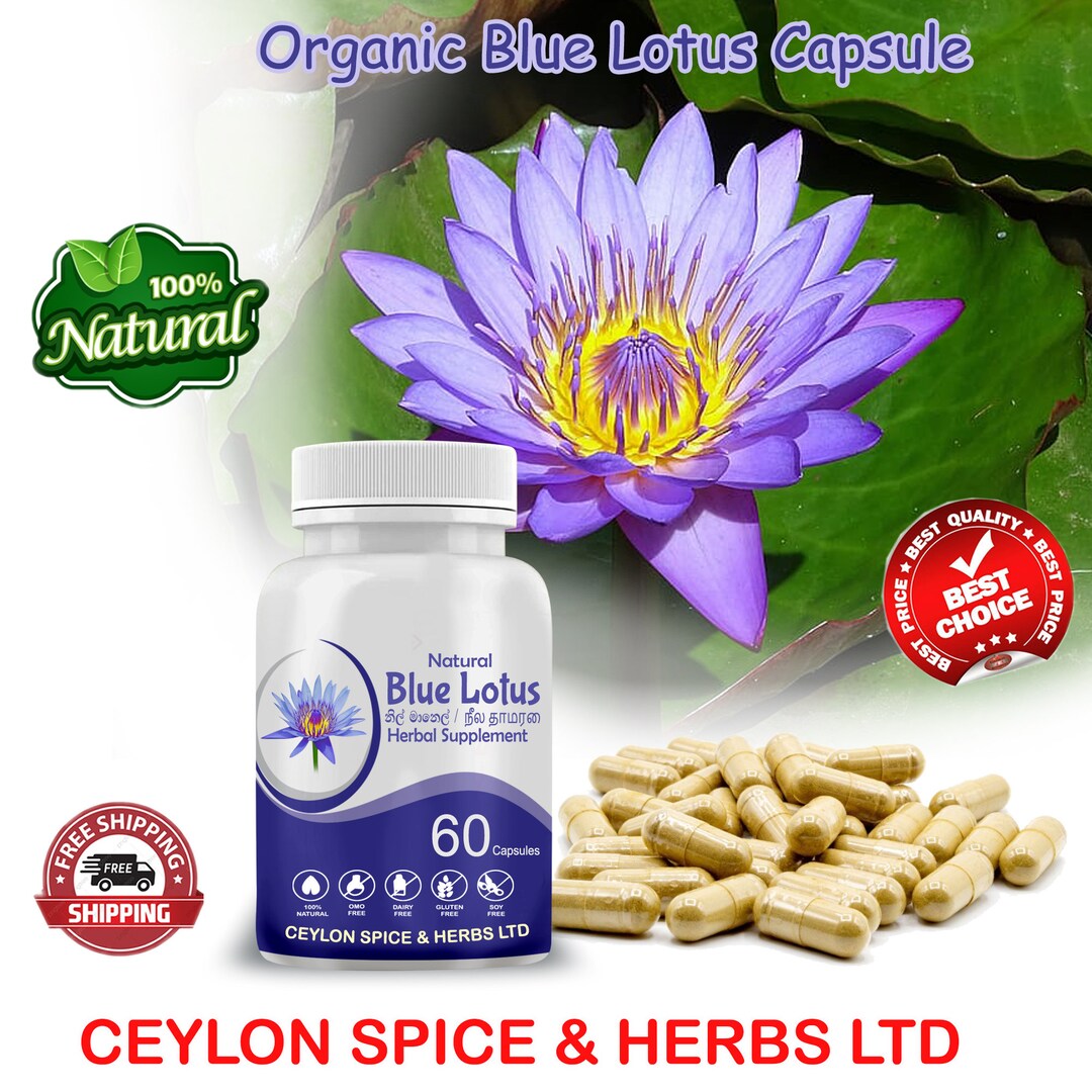 Organic Egyptian Blue Lotus Capsules, High Potency, Vegan, Nymphaea ...