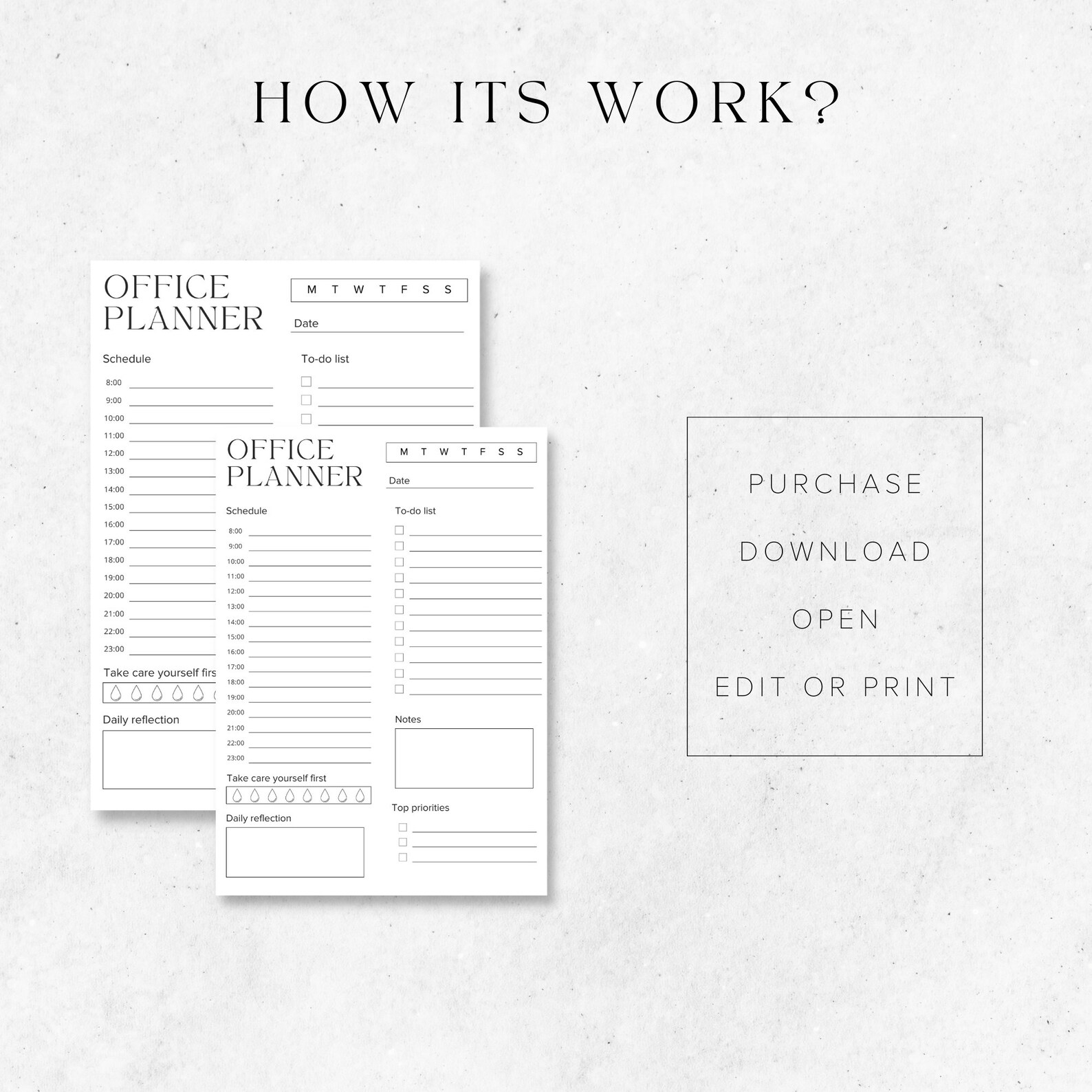 Office Organizer | Work Planner Printable | Log Water | Self Care ...