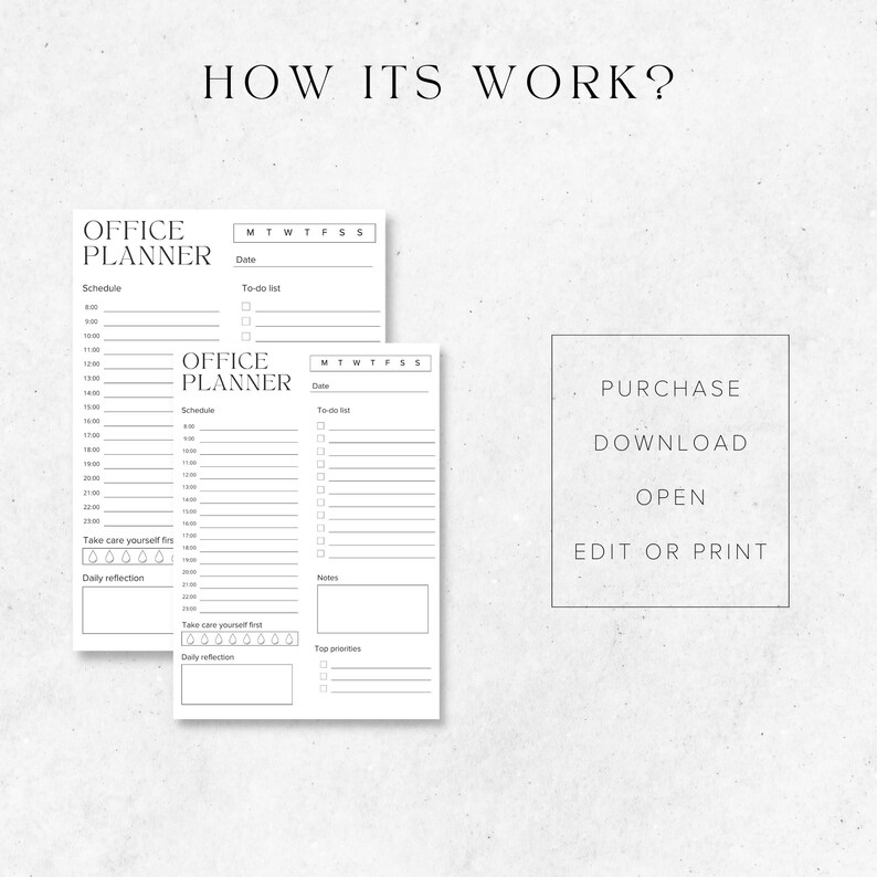 Office Organizer | Work Planner Printable | Log Water | Self Care ...