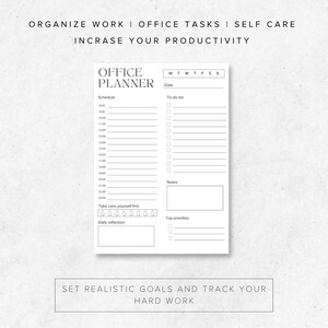 Office Organizer | Work Planner Printable | Log Water | Self Care ...