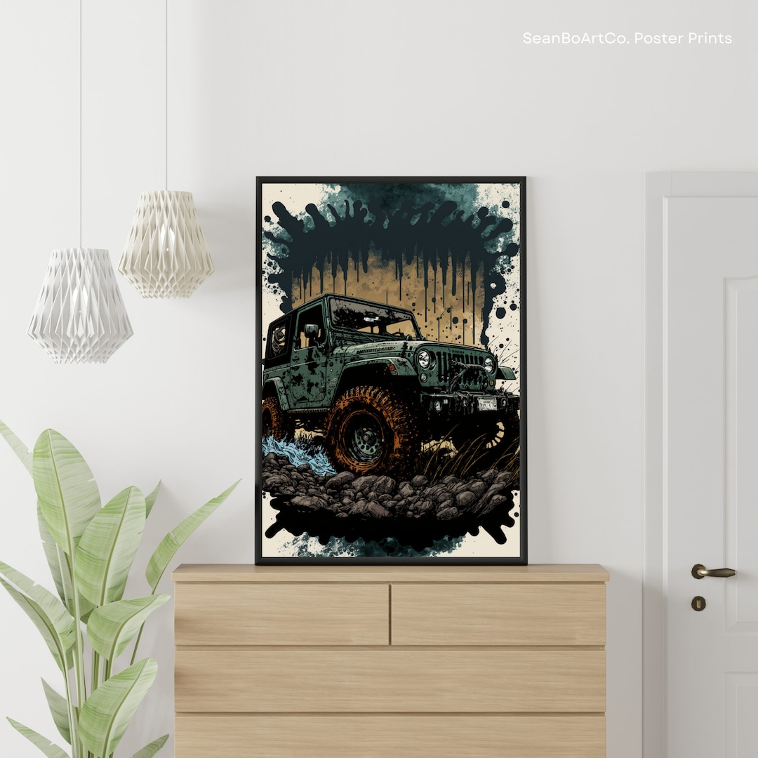 Jeep Art Poster Offroad Splatter Paint - Jeep Wall Decor, Art for Jeep ...