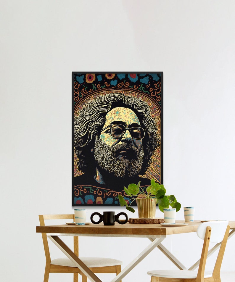 Jerry Garcia Floral Decorative Portrait Poster Print, Gift for ...