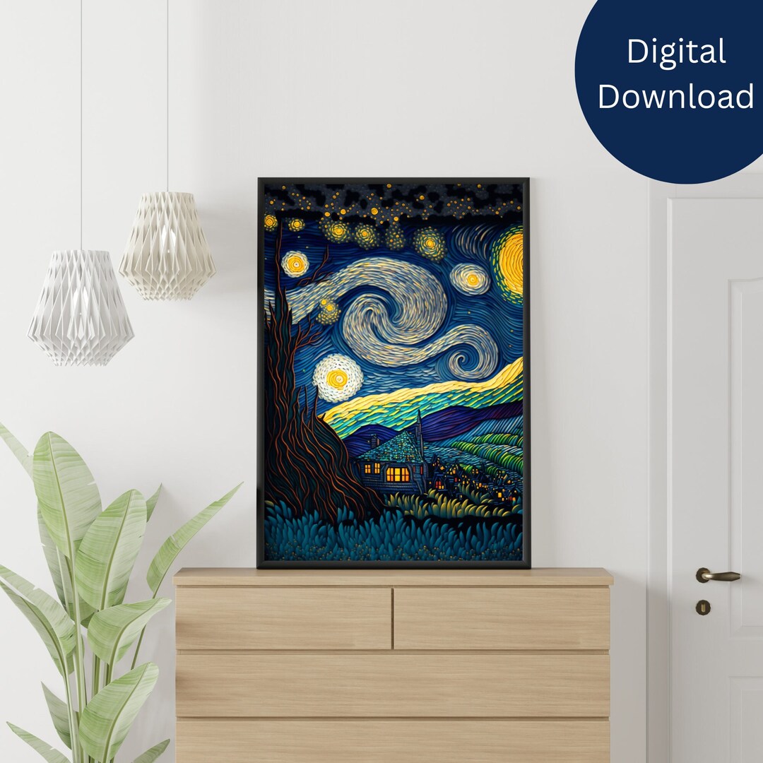 Starry Night Modern Rendition Poster- Vincent Van Gogh Art, Classic Art ...