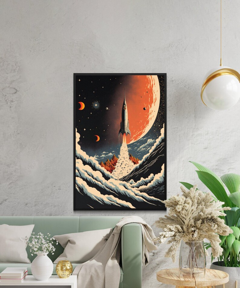 Blast off - Japanese Art Style Poster Print . Space Travel Poster, Wall ...
