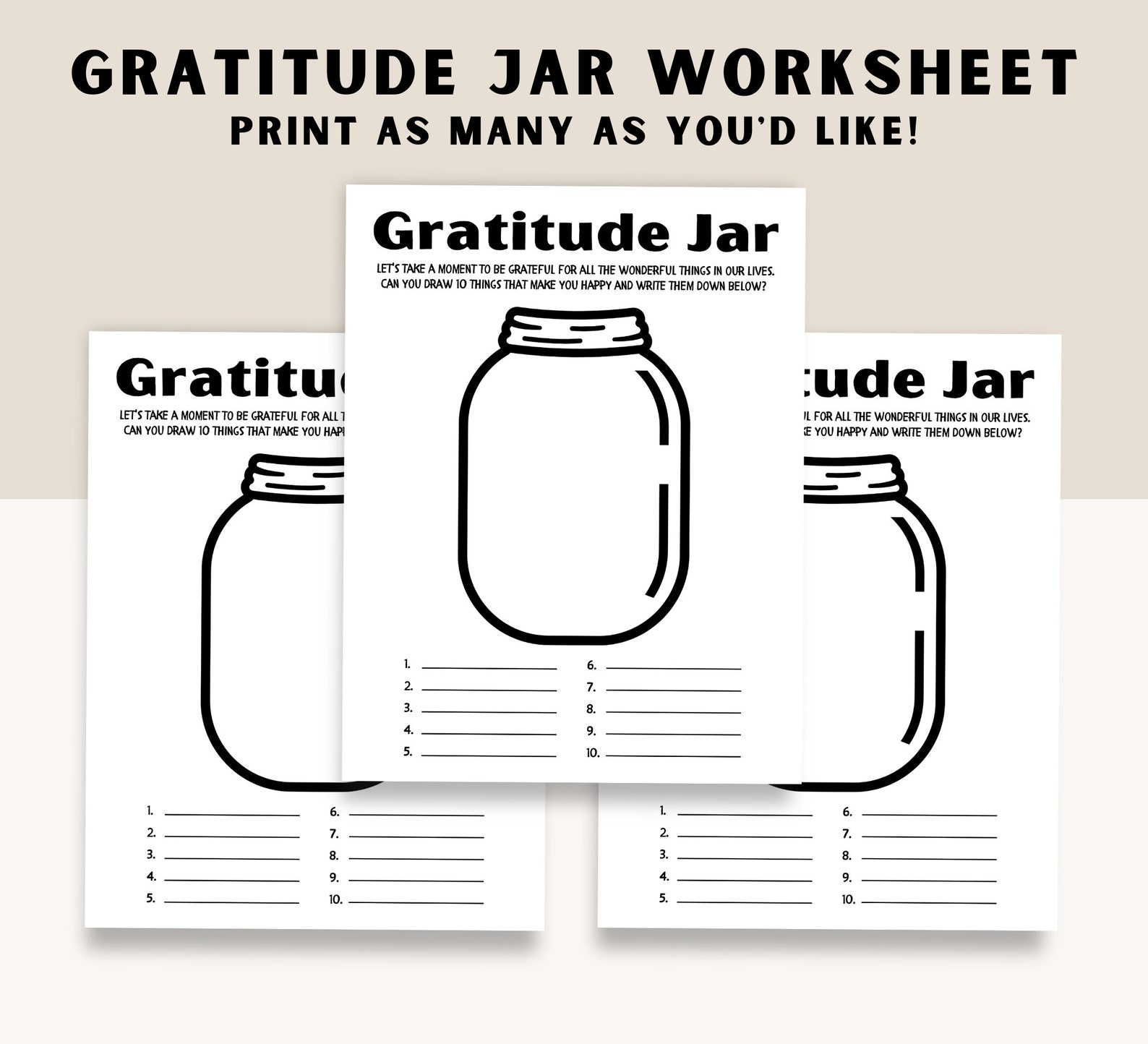 Gratitude Jar Worksheet for Children | Printable Activity for Kids ...