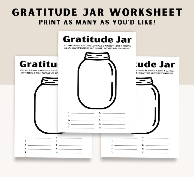 Gratitude Jar Worksheet for Children | Printable Activity for Kids ...