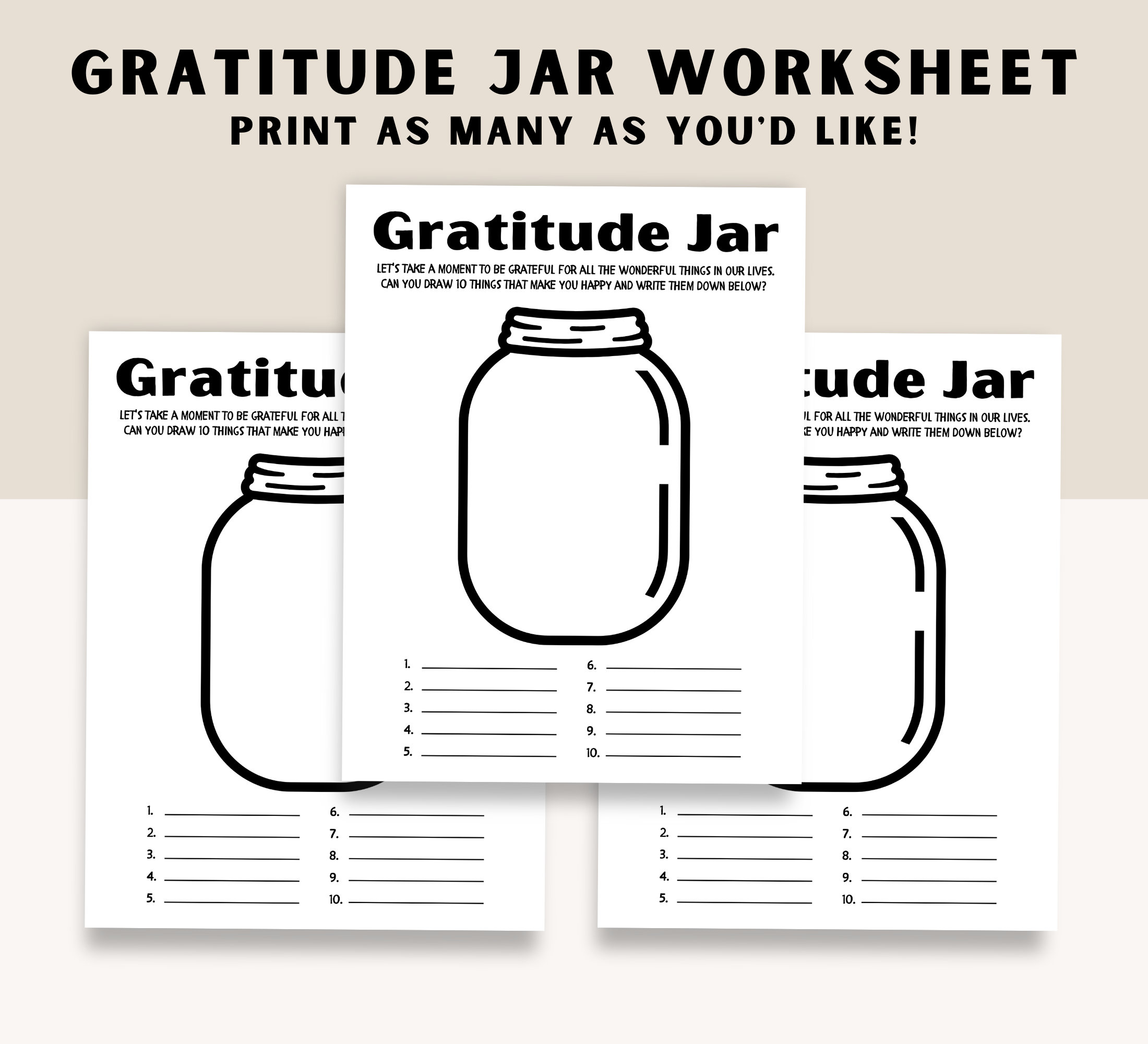 Gratitude Jar Worksheet for Children | Printable Activity for Kids ...