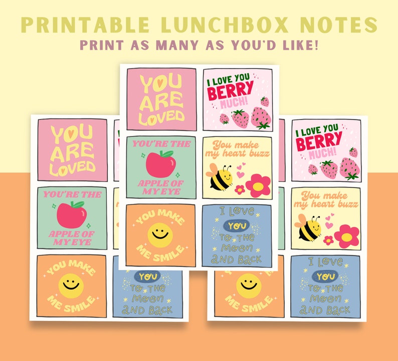 Printable Lunch Box Notes for Kids, Lunch Box Love Notes, Lunch Box ...