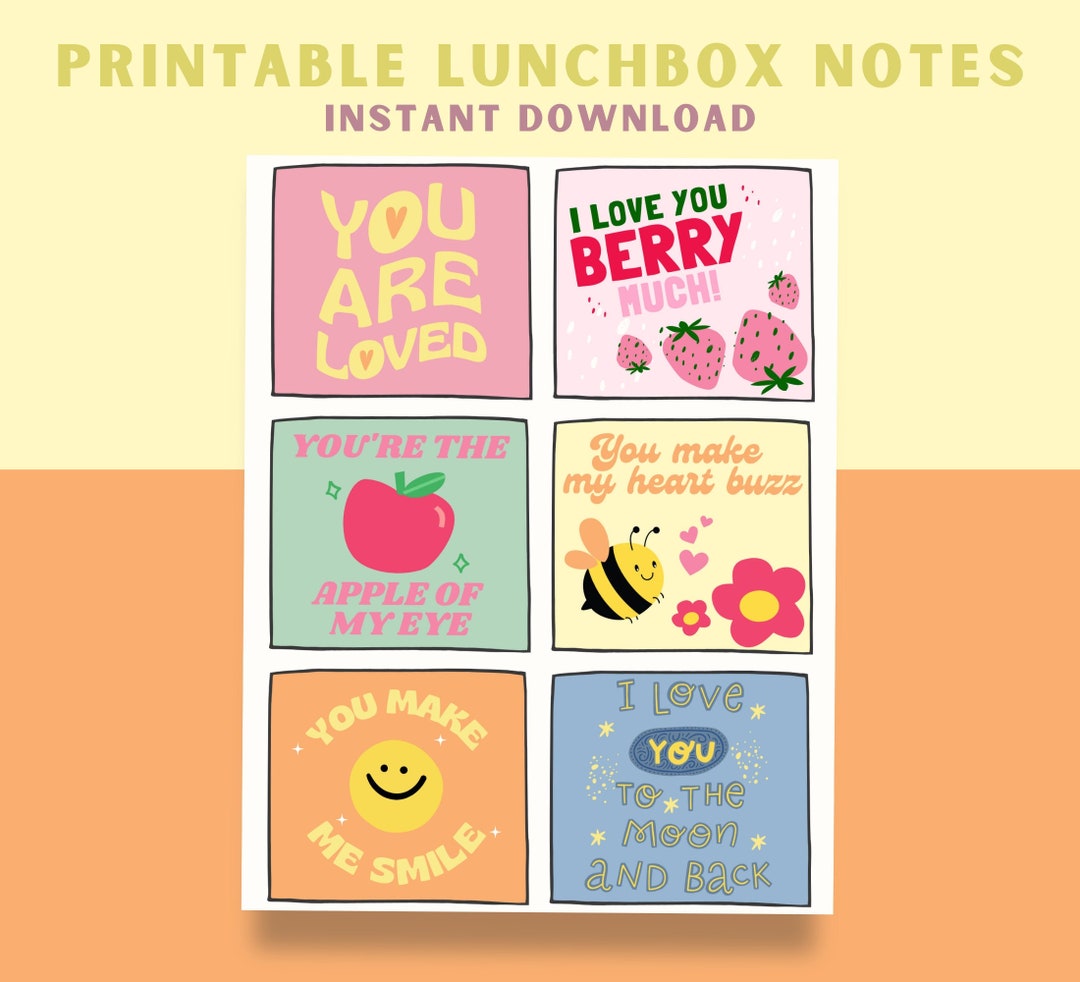 Printable Lunch Box Notes for Kids, Lunch Box Love Notes, Lunch Box ...