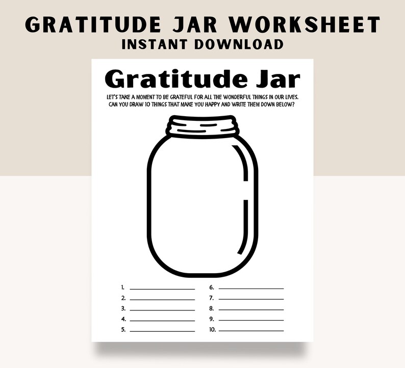 Gratitude Jar Worksheet for Children | Printable Activity for Kids ...