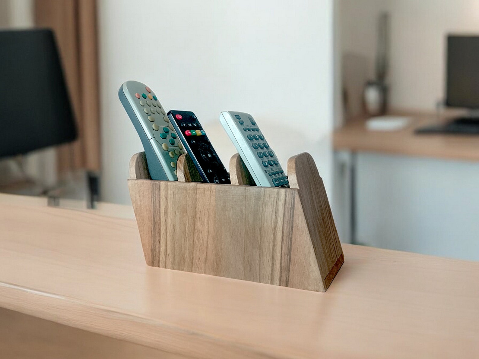 TV Remote Holder, Remote Control Stand, Wood Remote Holder, Remote ...