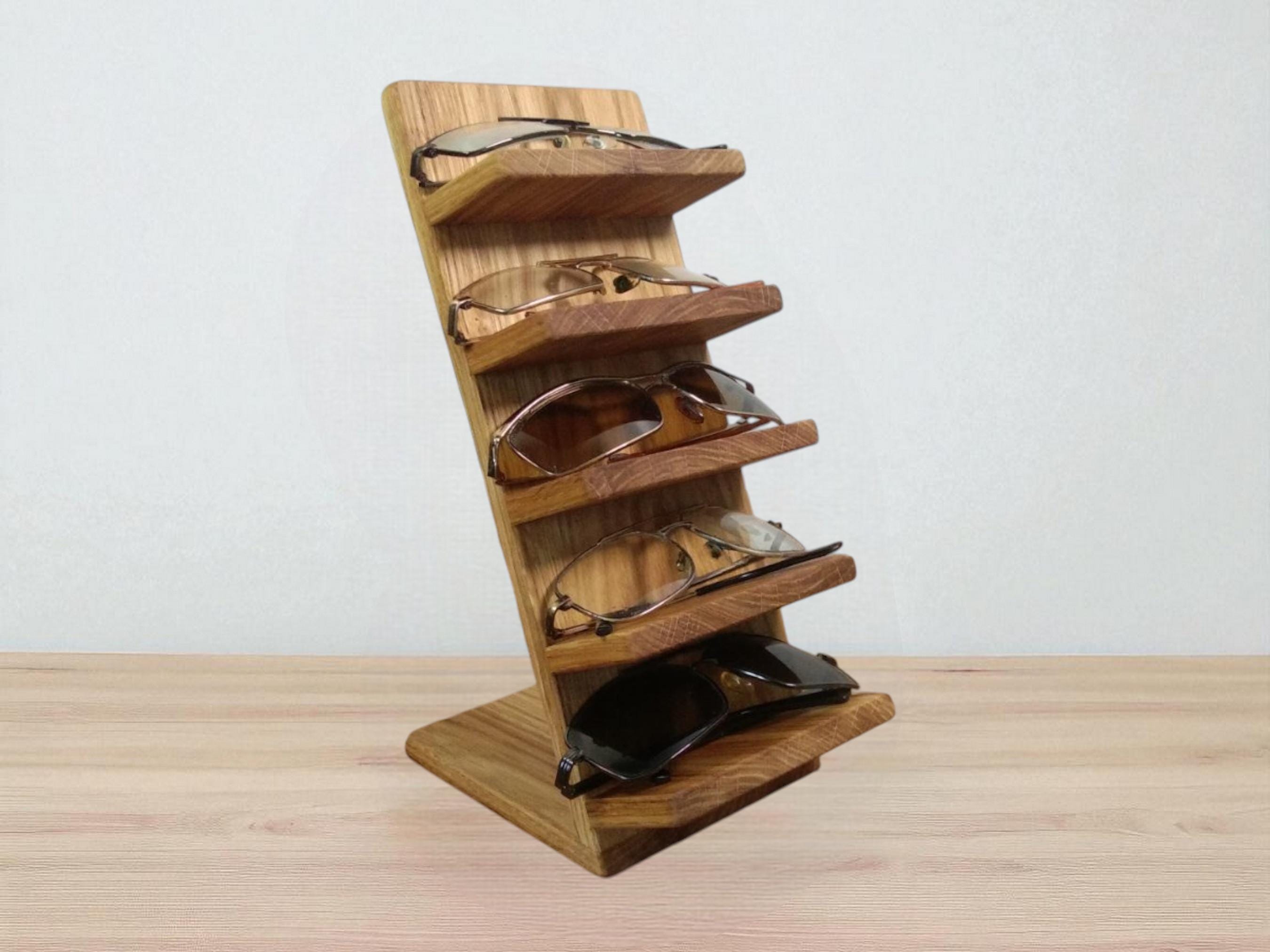 Wooden Eyeglass Holder and Glasses Stand in Solid Oak Wood — Vertical ...