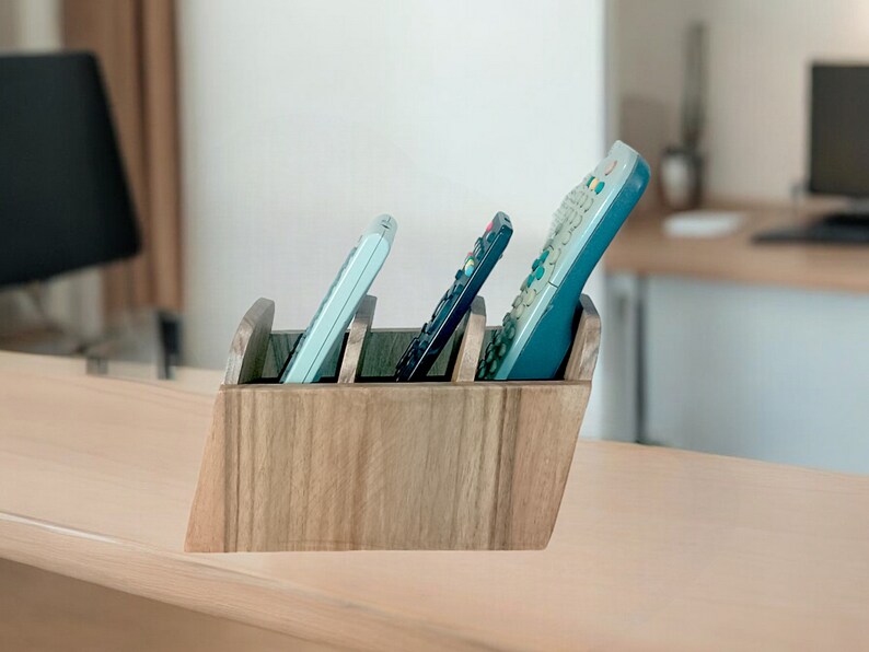 TV Remote Holder, Remote Control Stand, Wood Remote Holder, Remote ...