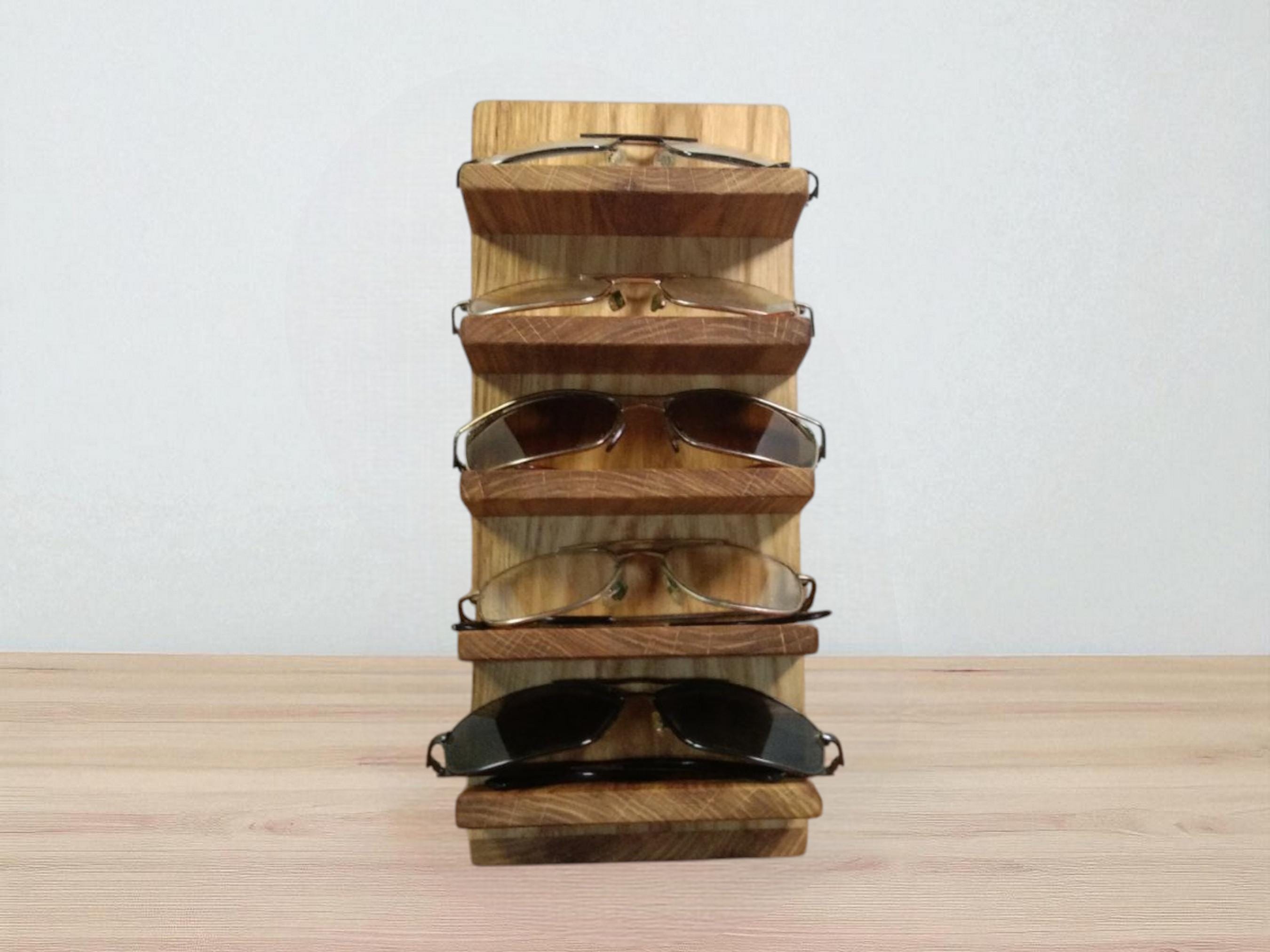 Wooden Eyeglass Holder and Glasses Stand in Solid Oak Wood — Vertical ...