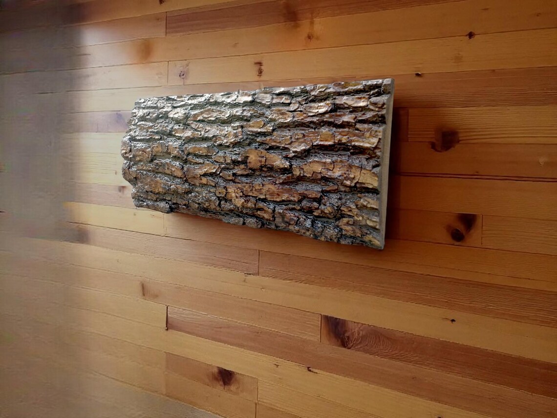 Oak Wood Wall Light With Natural Bark - Etsy