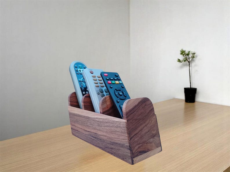 TV Remote Holder, Remote Control Stand, Wood Remote Holder, Remote ...