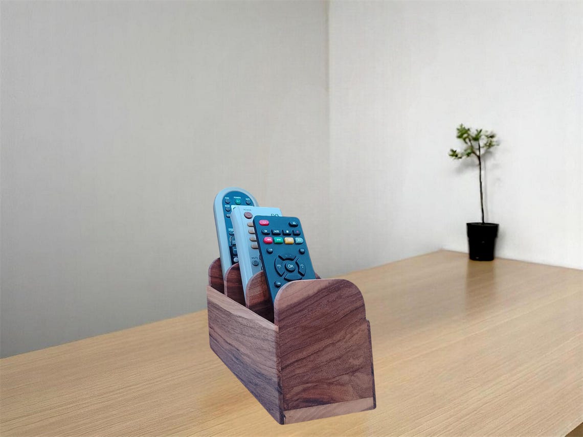 TV Remote Holder, Remote Control Stand, Wood Remote Holder, Remote ...