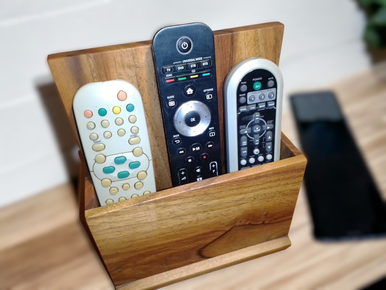TV Remote Holder, Remote Control Stand, Wood Remote Holder, Remote ...