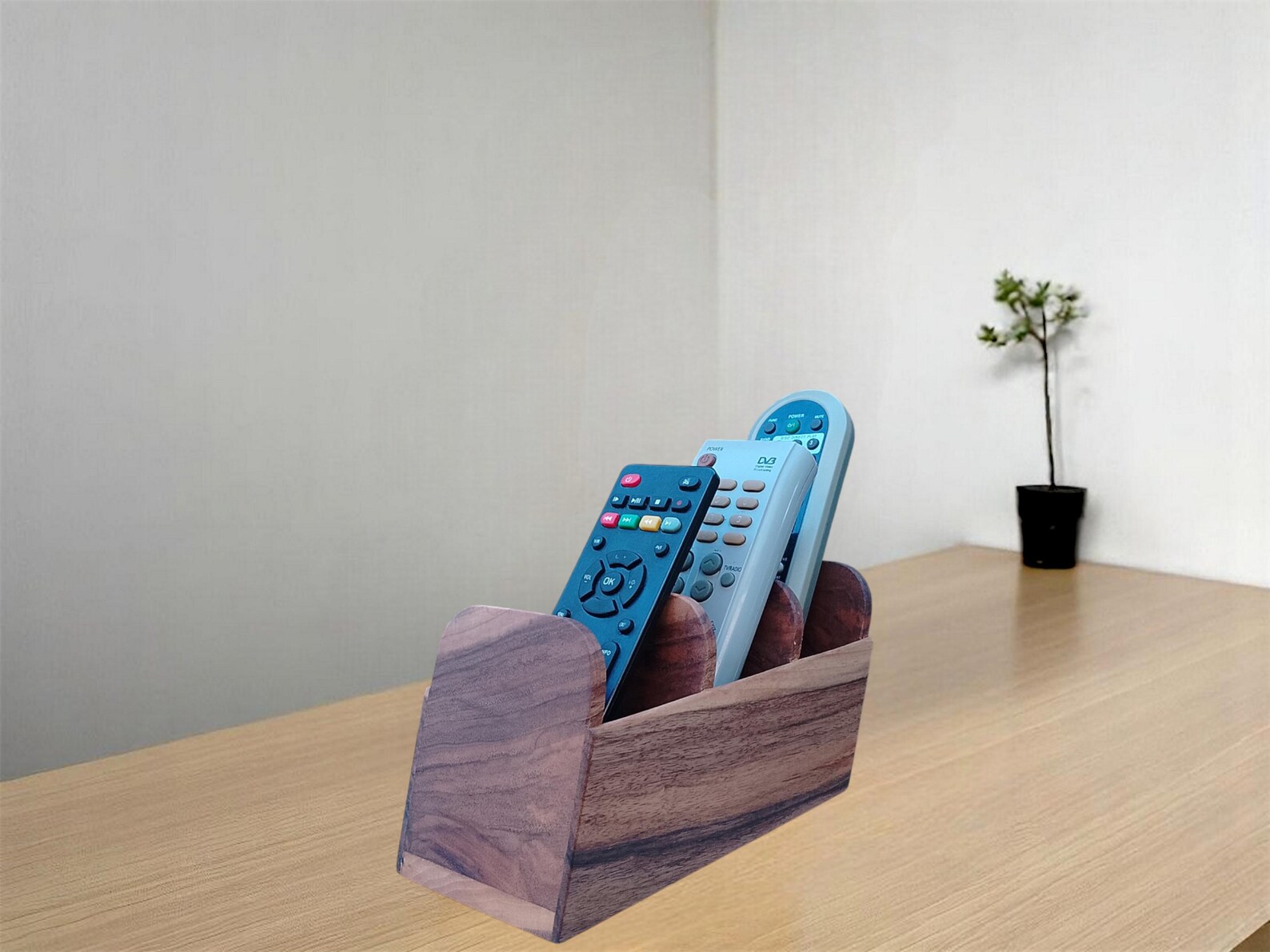 TV Remote Holder, Remote Control Stand, Wood Remote Holder, Remote ...