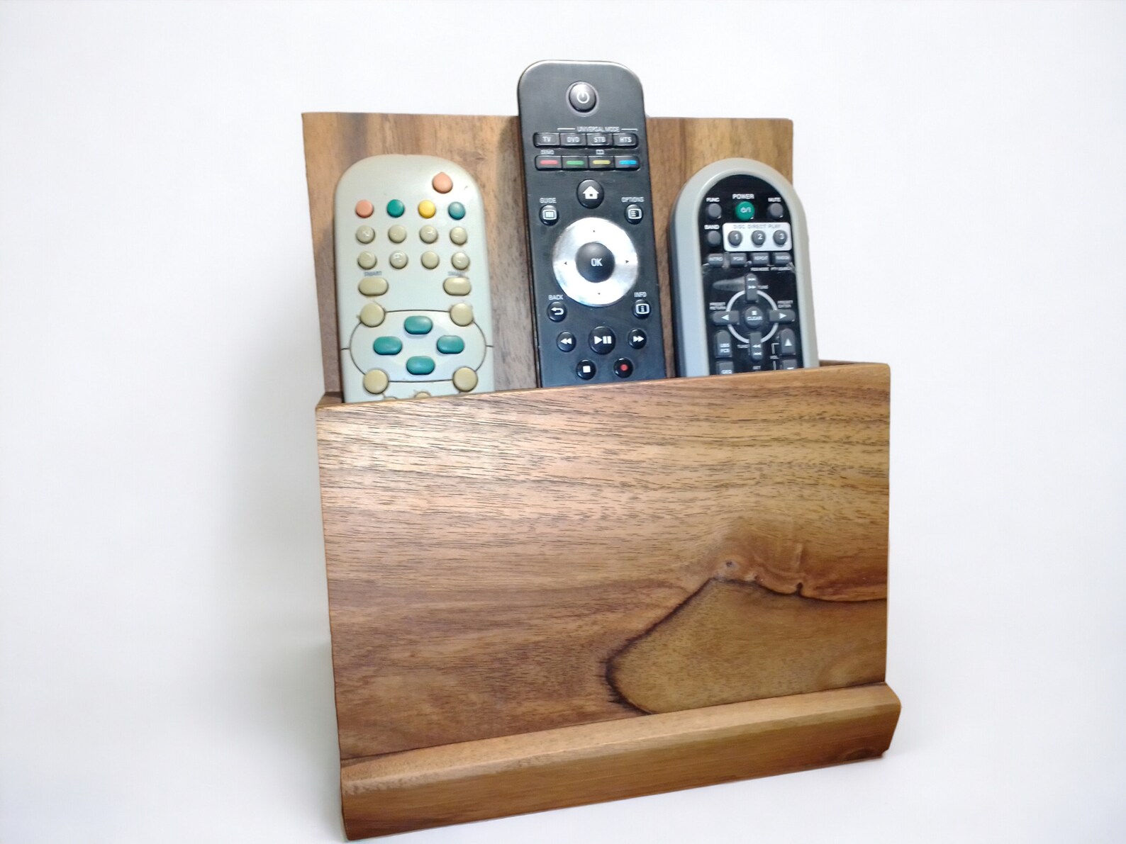 TV Remote Holder, Remote Control Stand, Wood Remote Holder, Remote ...