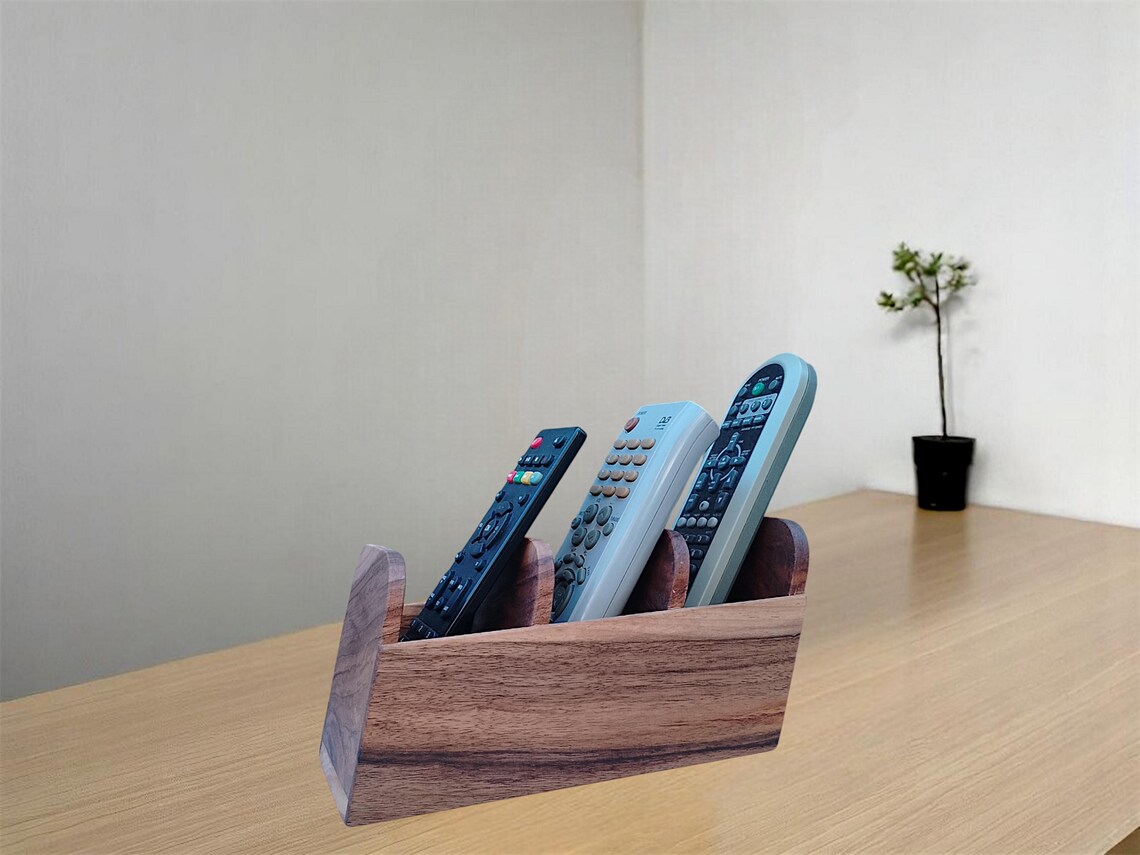 TV Remote Holder, Remote Control Stand, Wood Remote Holder, Remote ...