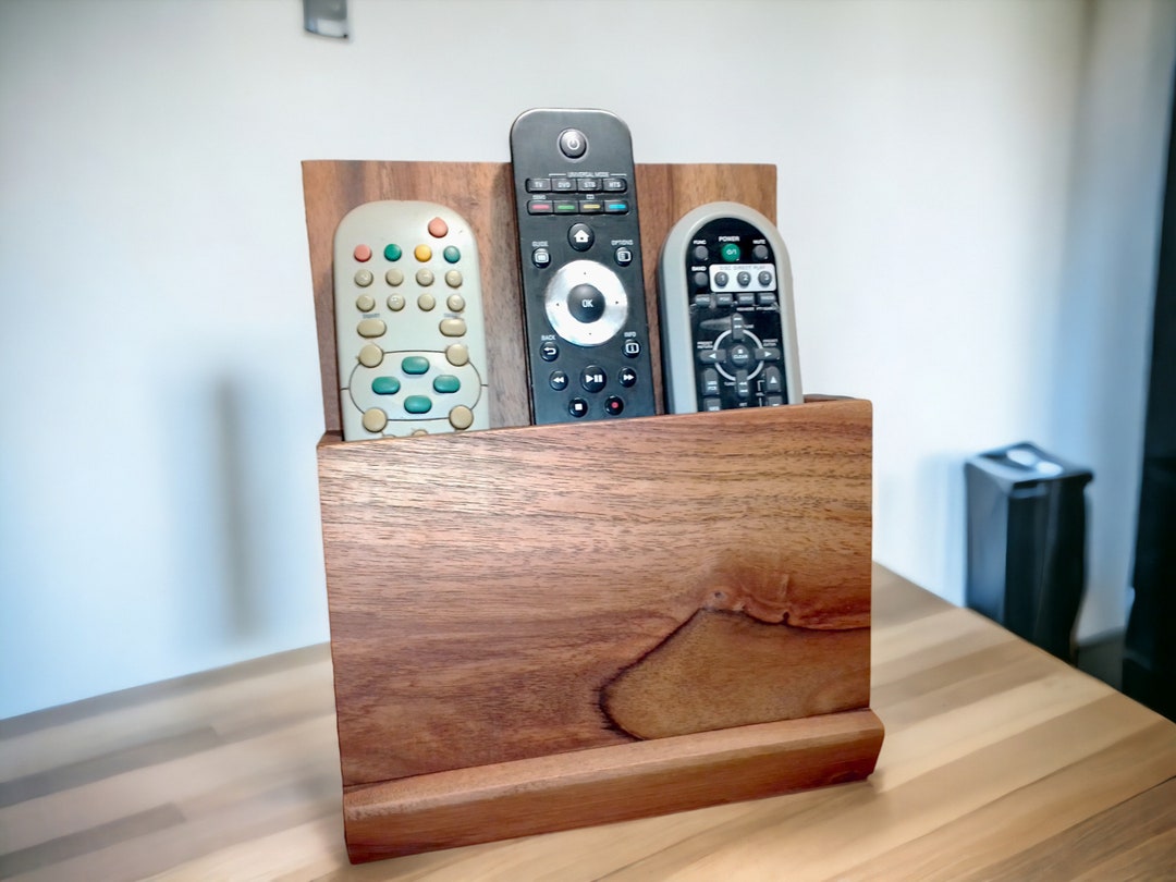 TV Remote Holder, Remote Control Stand, Wood Remote Holder, Remote ...