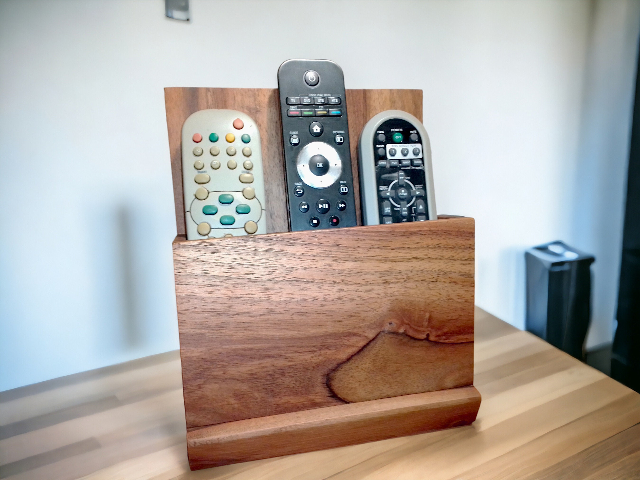 TV Remote Holder, Remote Control Stand, Wood Remote Holder, Remote ...