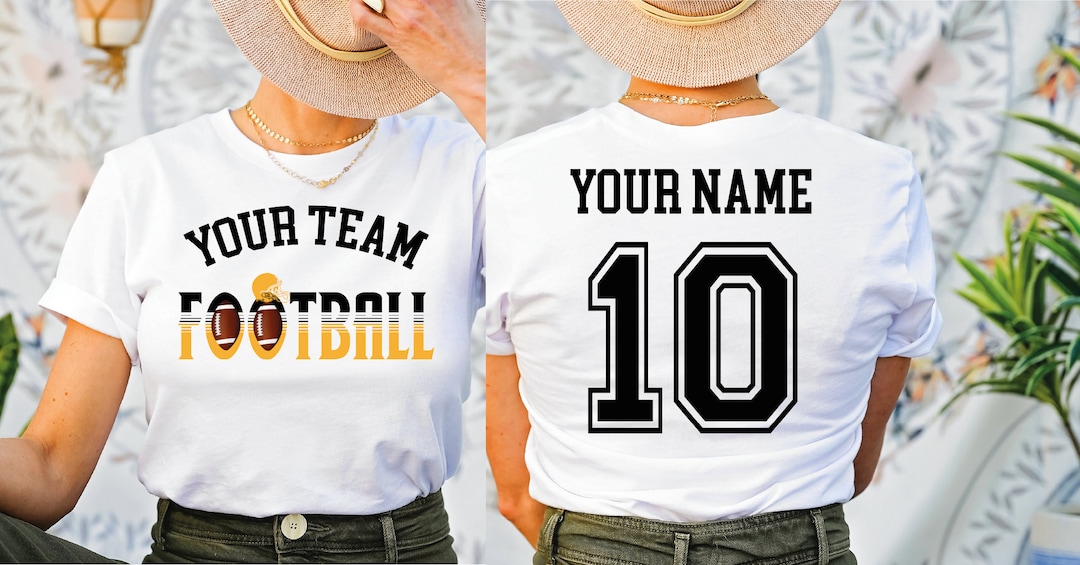 Custom Footbal Shirt, Front Back Name and Number, Your Name Football ...