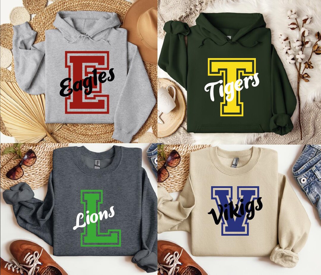 Custom Team Sweatshirt, Team Mascot Hoodie, School Team Sweater, Mascot ...