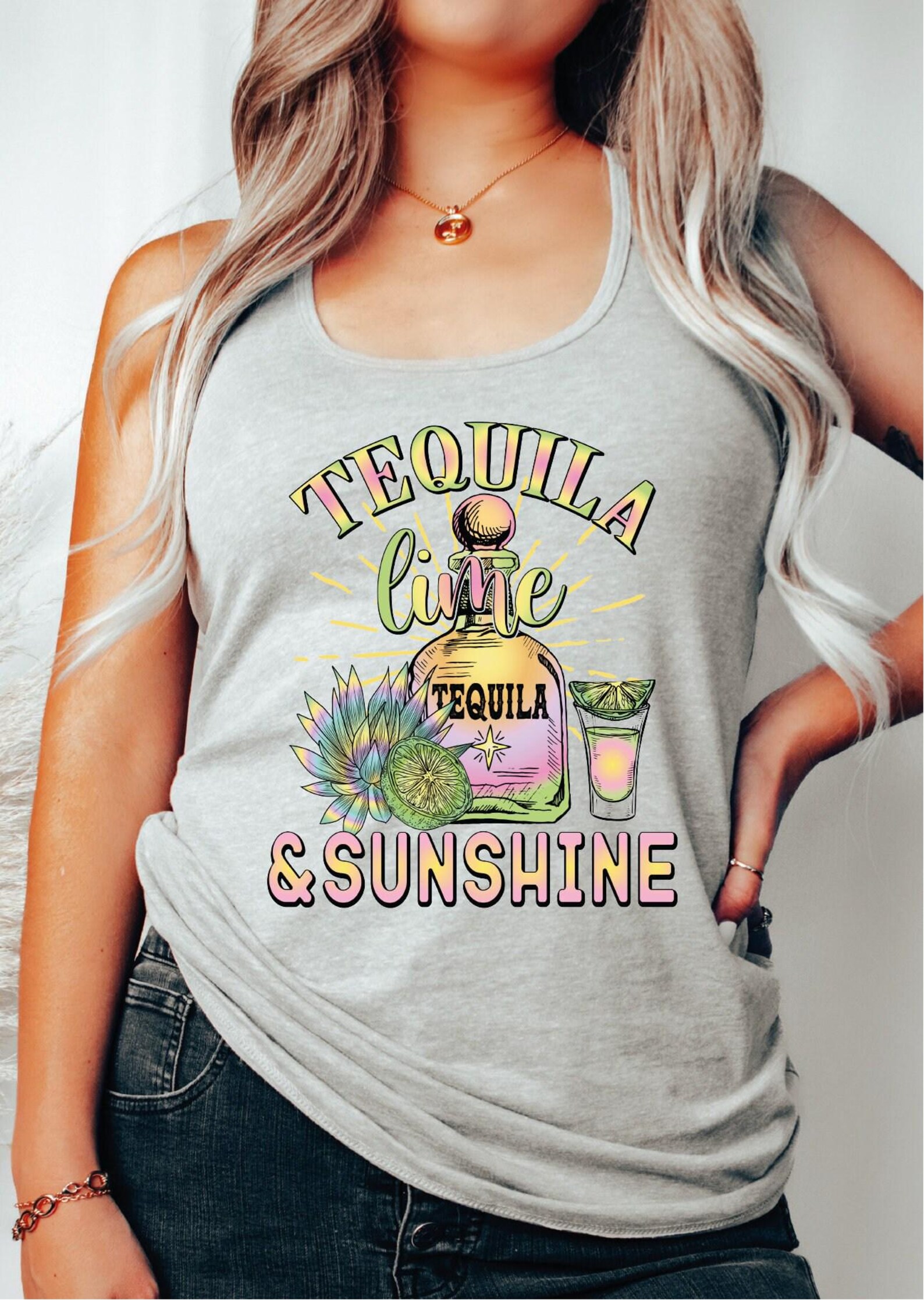 Tequila Lime and Sunshine Racerback Tank Top, Tequila Womens Crop Tank ...