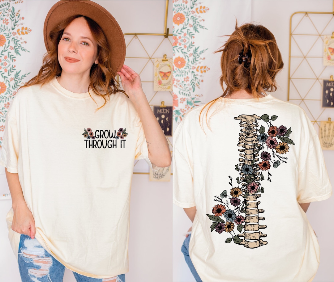 Floral Spine Shirt, Botanical Spine Tshirt, Scoliosis, Ankylosing ...