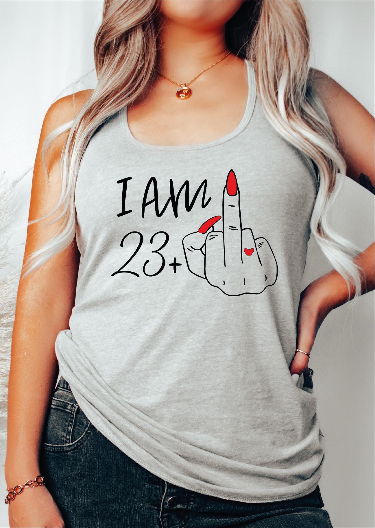 I Am 29 Plus Middle Finger Racerbak Tank Top, Personalized Birthday ...