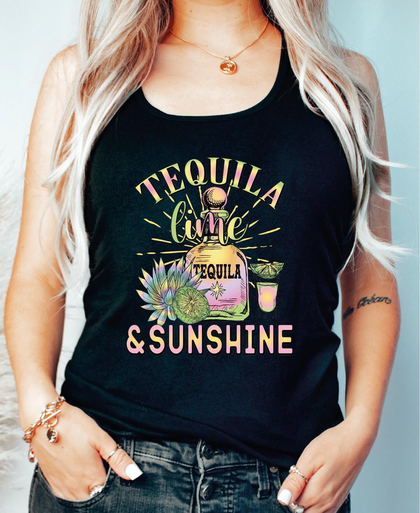 Tequila Lime and Sunshine Racerback Tank Top, Tequila Womens Crop Tank ...