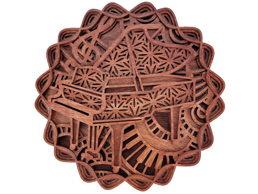 Piano Music Instrument Multi Layer Mandala Wall Art Home Decor 3D Art ...