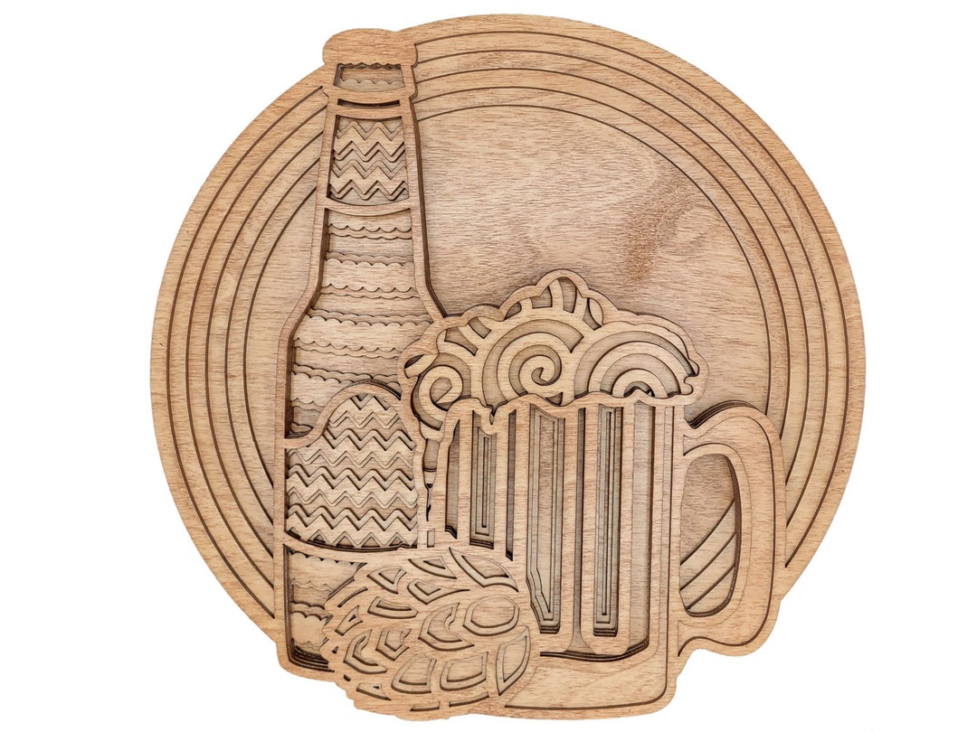 Beer Glass and Bottle Multi Layer Mandala Layered | Wall Art | 3D Art ...