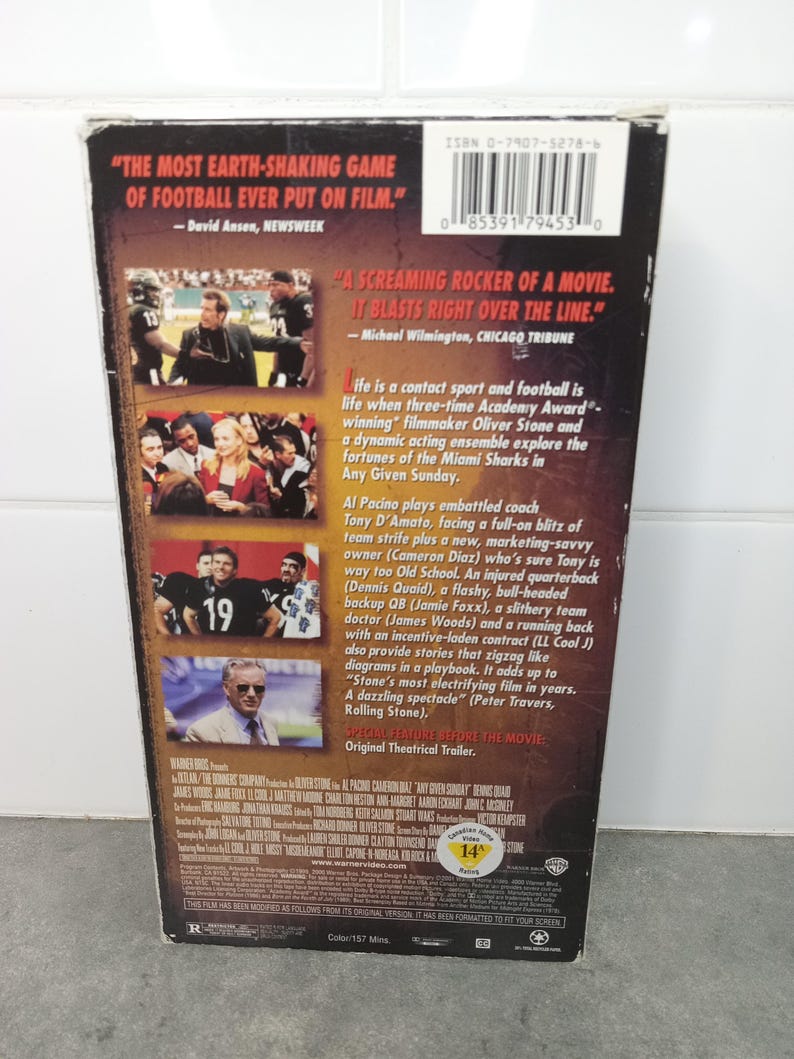 1999 Any Given Sunday VHS Movie | VHS Movie Collector | Unique Gift ...