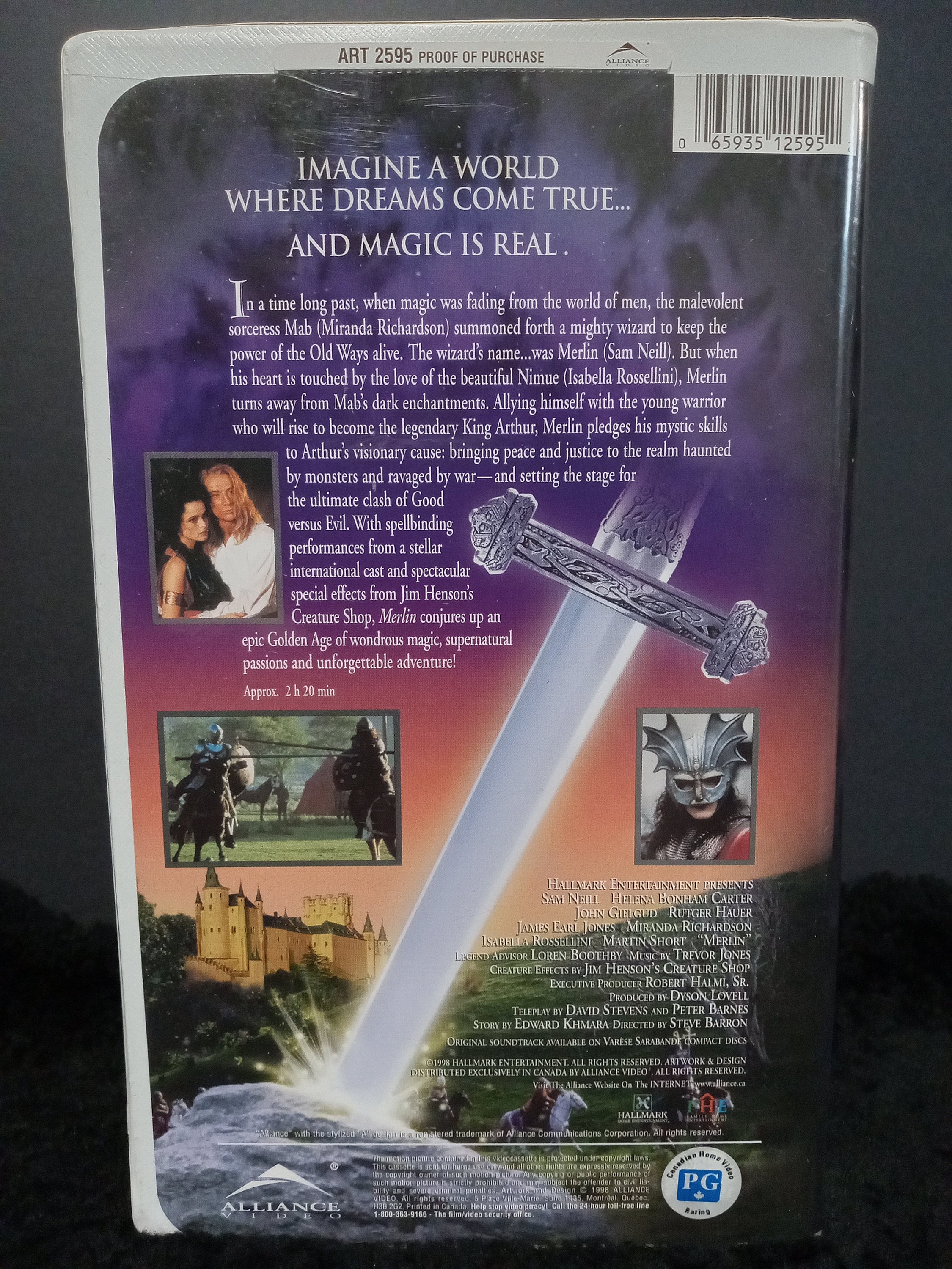 Merlin 1998 VHS Movie, Sam Neill, Martin Short, Used VHS Tape Clamshell ...