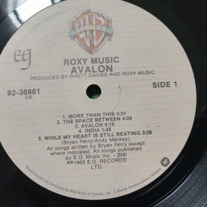 1982 Roxy Music Avalon Vinyl LP Album, Original Used Vinyl Record - Etsy