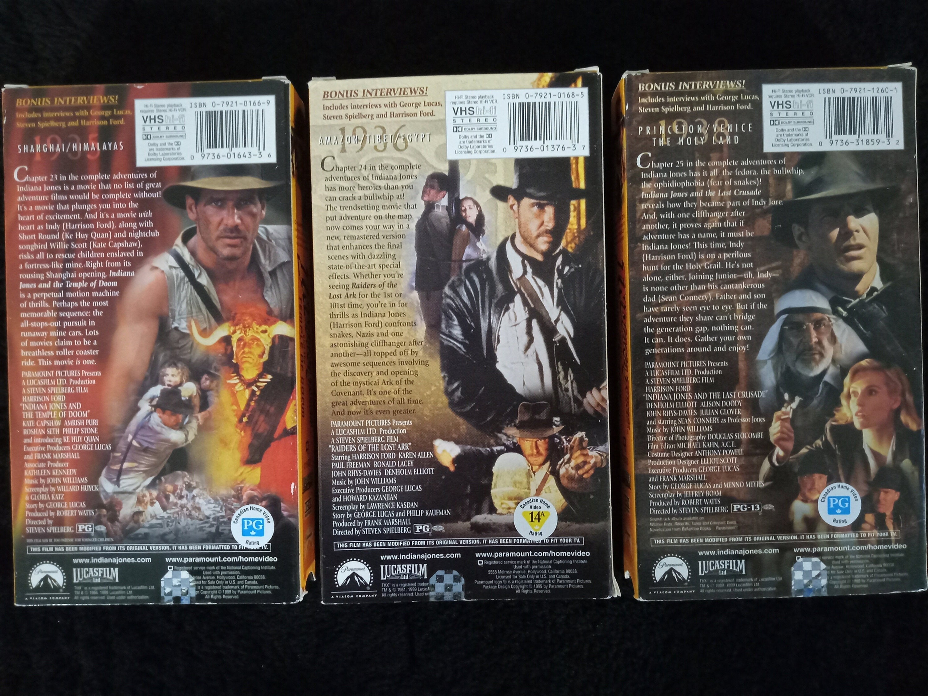 Indiana Jones Trilogy VHS Movies Harrison Ford, Last Crusade, Temple of ...
