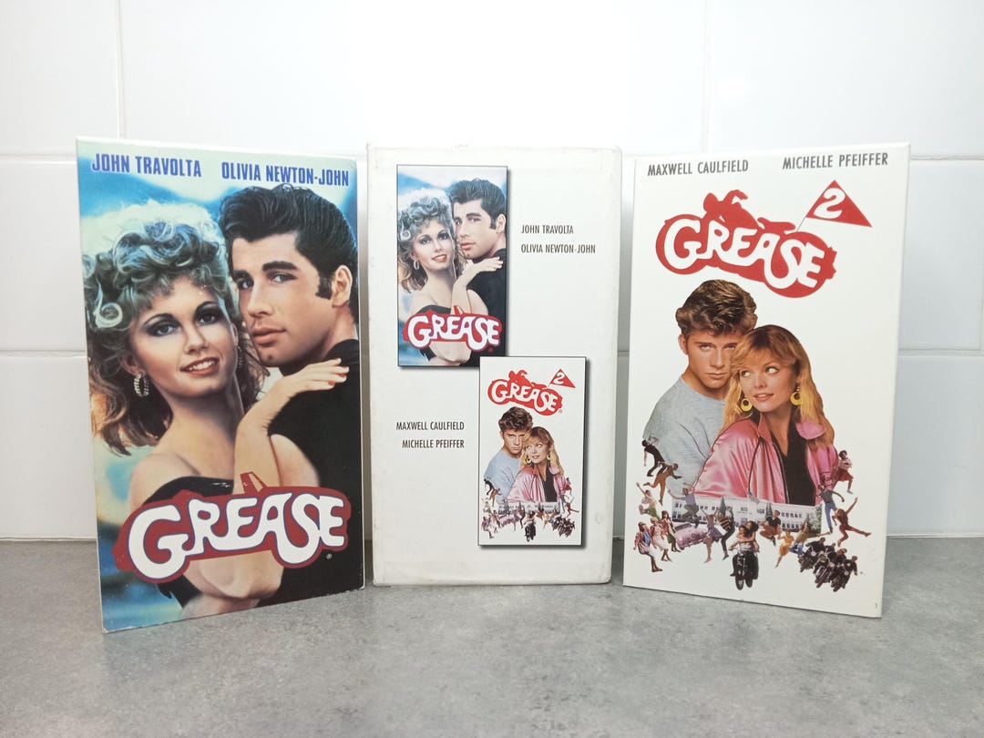 1995 Grease & Grease 2 VHS Boxset John Travolta Olivia Newton-john ...