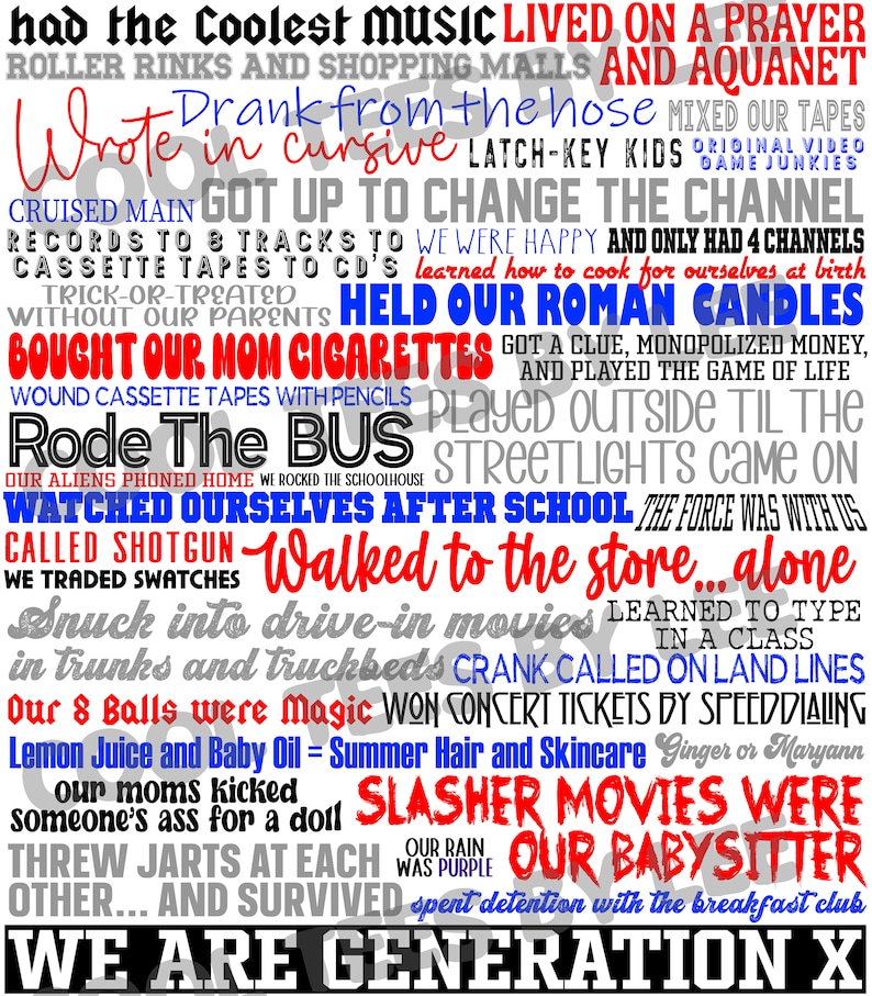 Gen X Stuff Phrases PNG Digital File for DTF Dtg Sublimation Digital ...