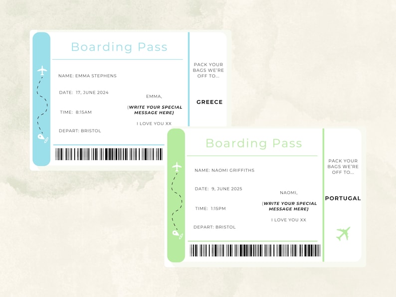 Custom Digital Boarding Pass by Enluxe Design: Personalized Travel ...