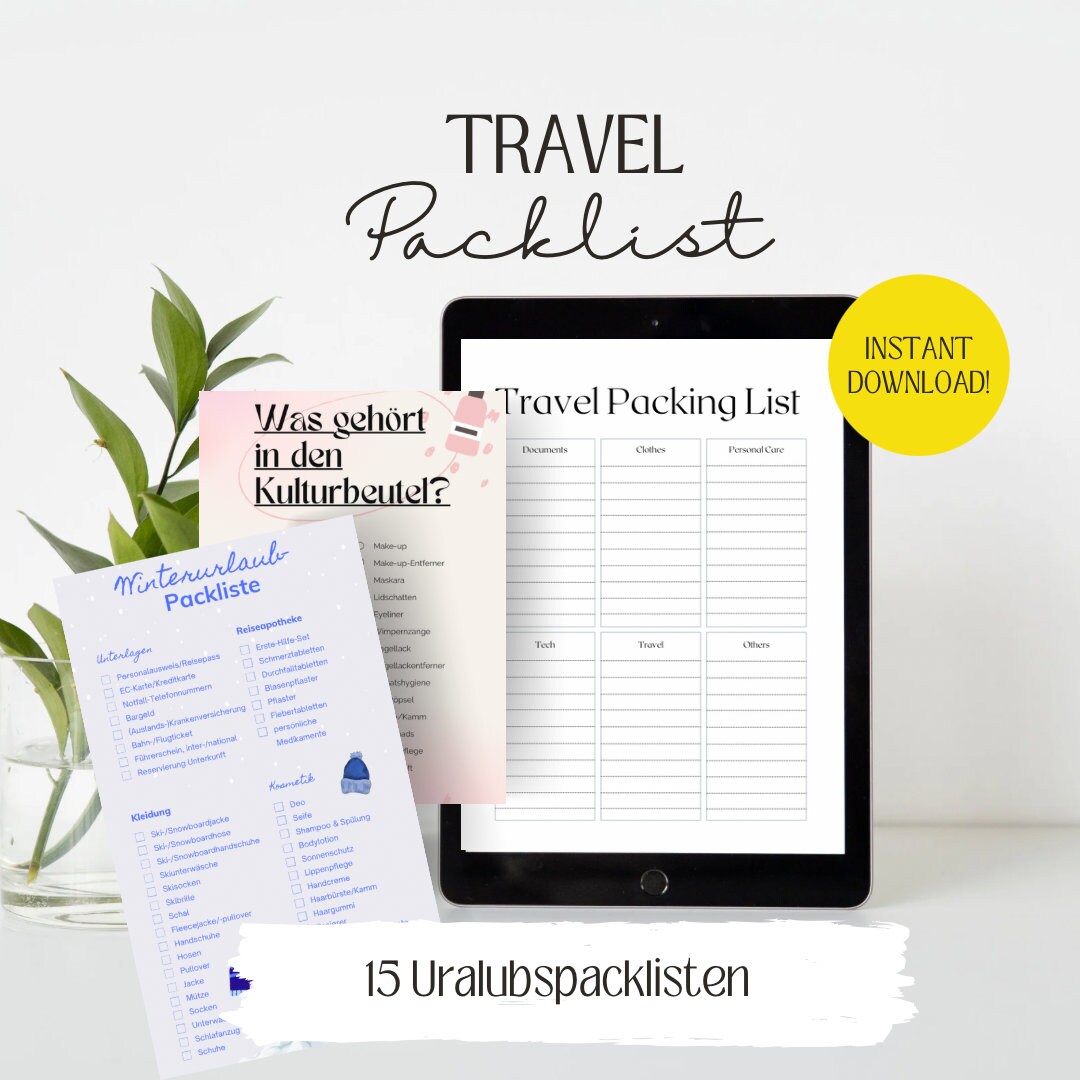 15 Vacation Packing Lists, Travel Checklist Your Travel Companion - Etsy