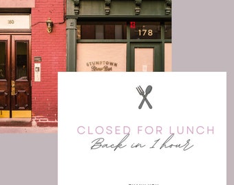 We Are on Our Lunch Break, Be Back at 2pm, Office Sign, Lunch Break ...