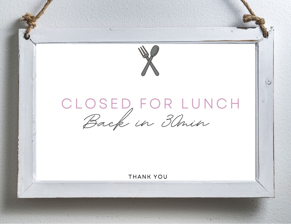 Closed for Lunch Door Sign - Etsy