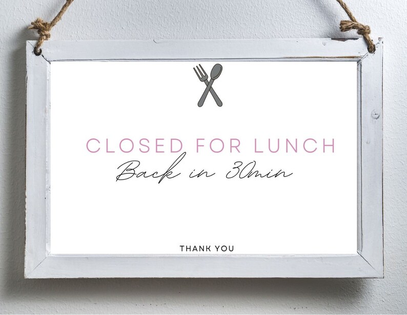 Closed for Lunch Door Sign! - Etsy