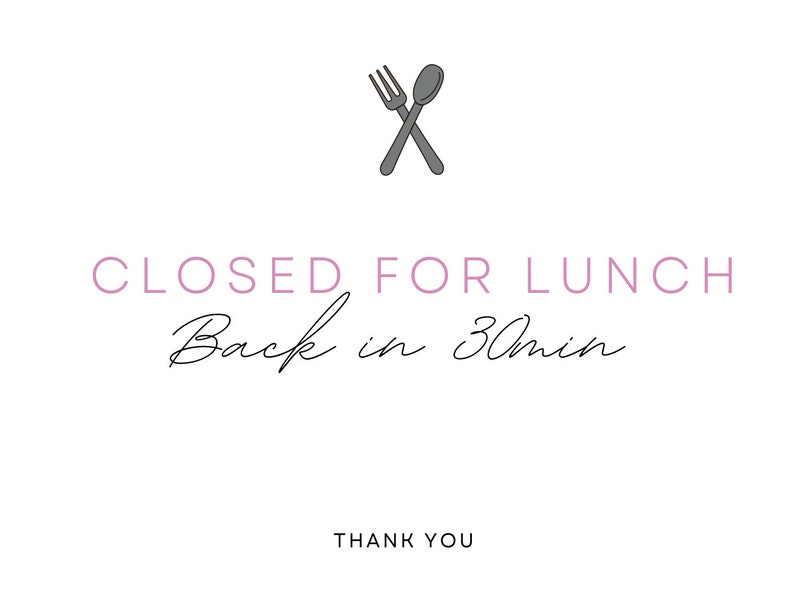 Closed for Lunch Door Sign! - Etsy